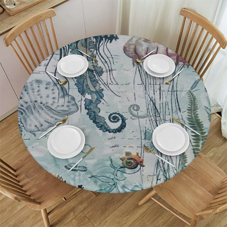 Shangniulu Round Table Cover, Waterproof Reusable Table Cloth Round ...