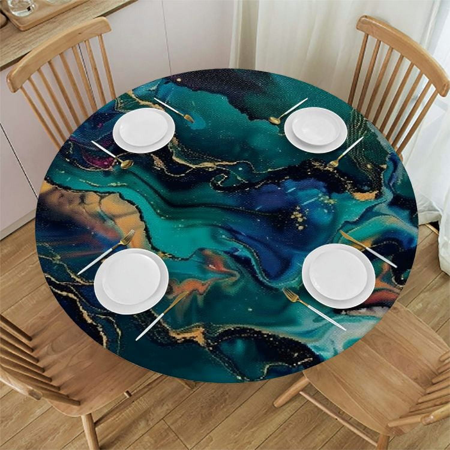 Shangniulu Round Table Cover, Waterproof Reusable Table Cloth Round ...
