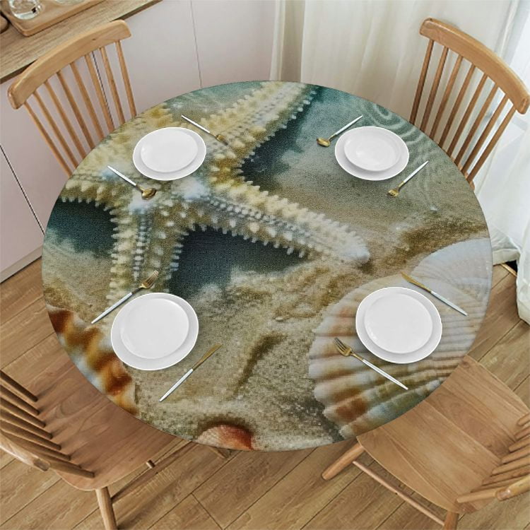Shangniulu Round Tablecloth Fitted Table Cloth with Elastic Edge for ...