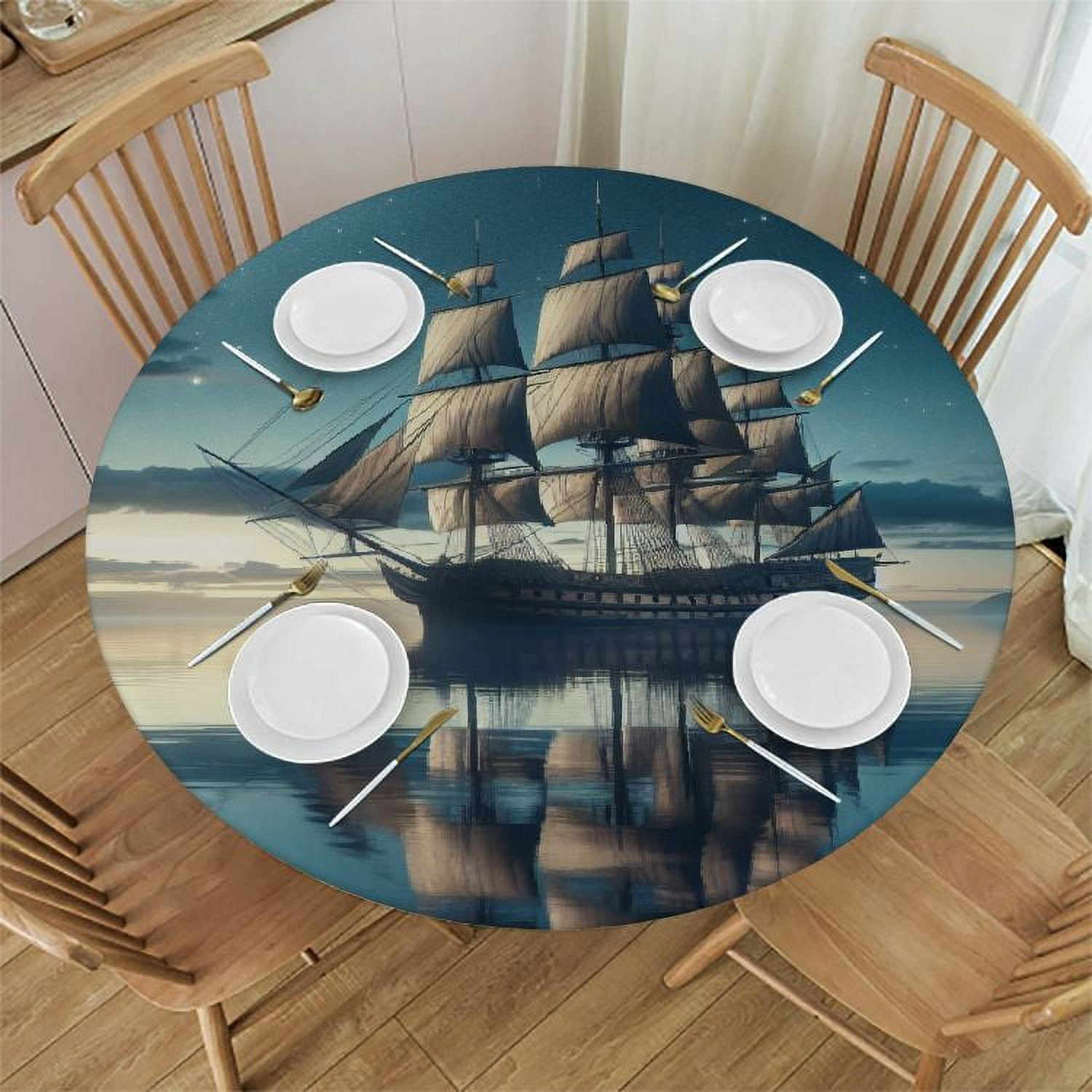 Shangniulu Round table cover, located in the deep blue sea, pirate ship ...