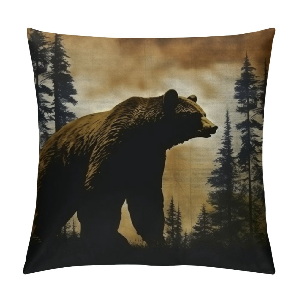 Shangniulu Rustic Farmhouse Throw Pillow Cover Bear Pillow Cover for ...