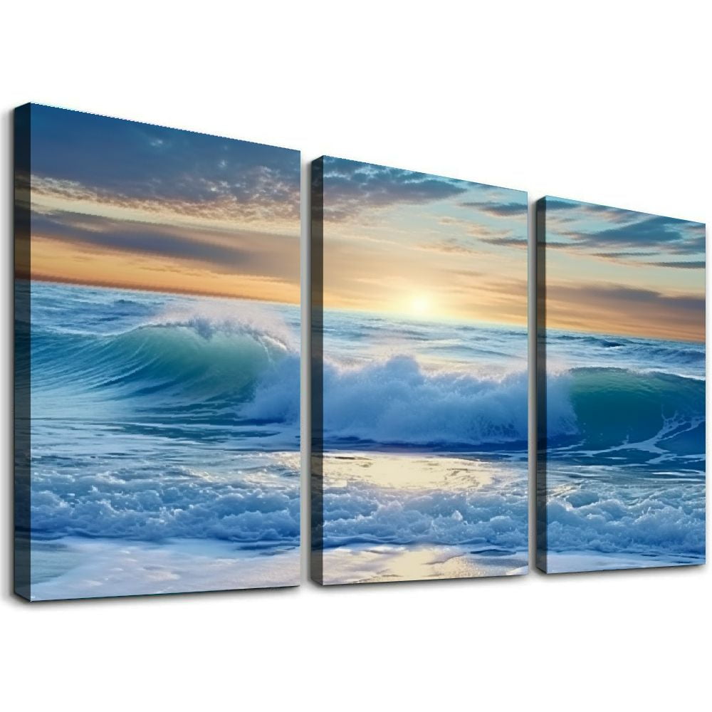 Shangniulu Sea Beach Framed Canvas Wall Art For Living Room Wall Decor ...