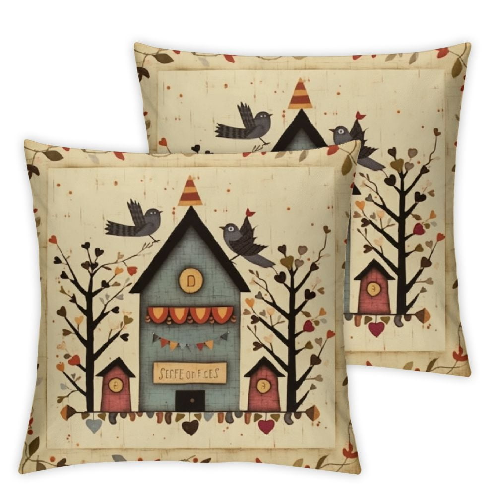 Shangniulu Set of 2 Faith Family Friends Pillow Case Heart Couple Bird ...