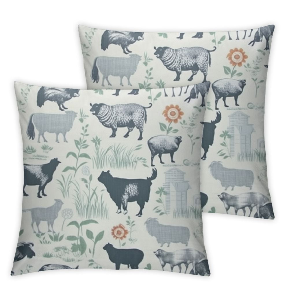 Shangniulu Set of 2 Farm Pillow Cover Modern Farmhouse Cow Chicken and ...