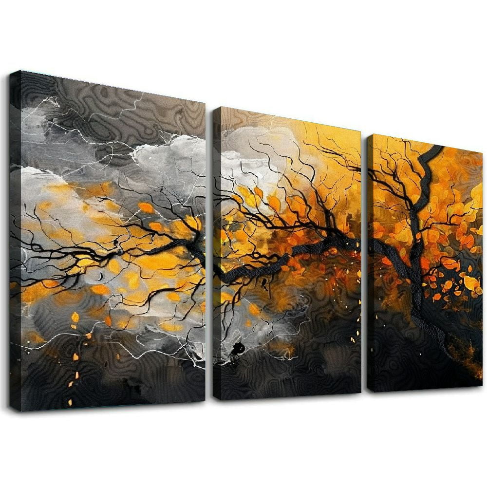 Shangniulu Set of 3 Abstract Canvas Wall Art Hanging Pictures - Office ...