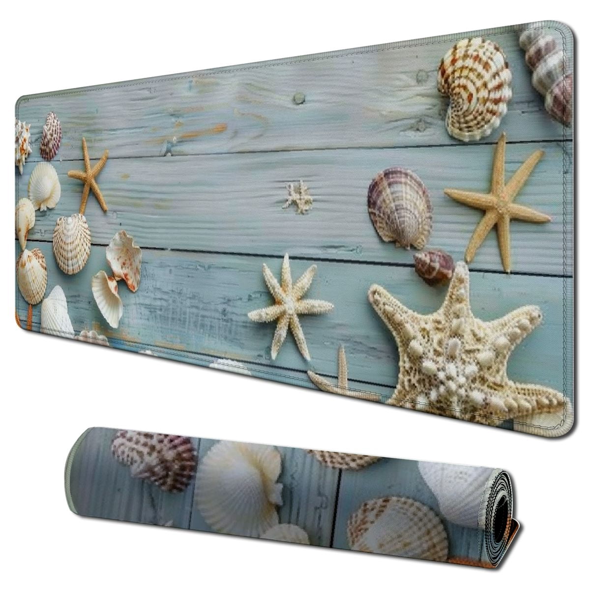 Shangniulu Shells on Blue Wood Large Mouse Pad Extended Gaming Mouse ...