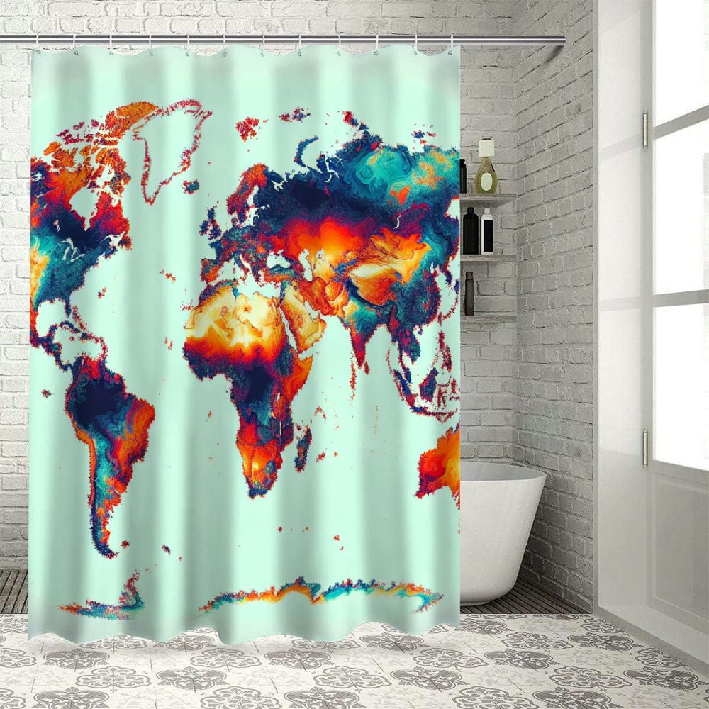 Shangniulu Shower Curtain, Detailed World Map with All Countries Major ...