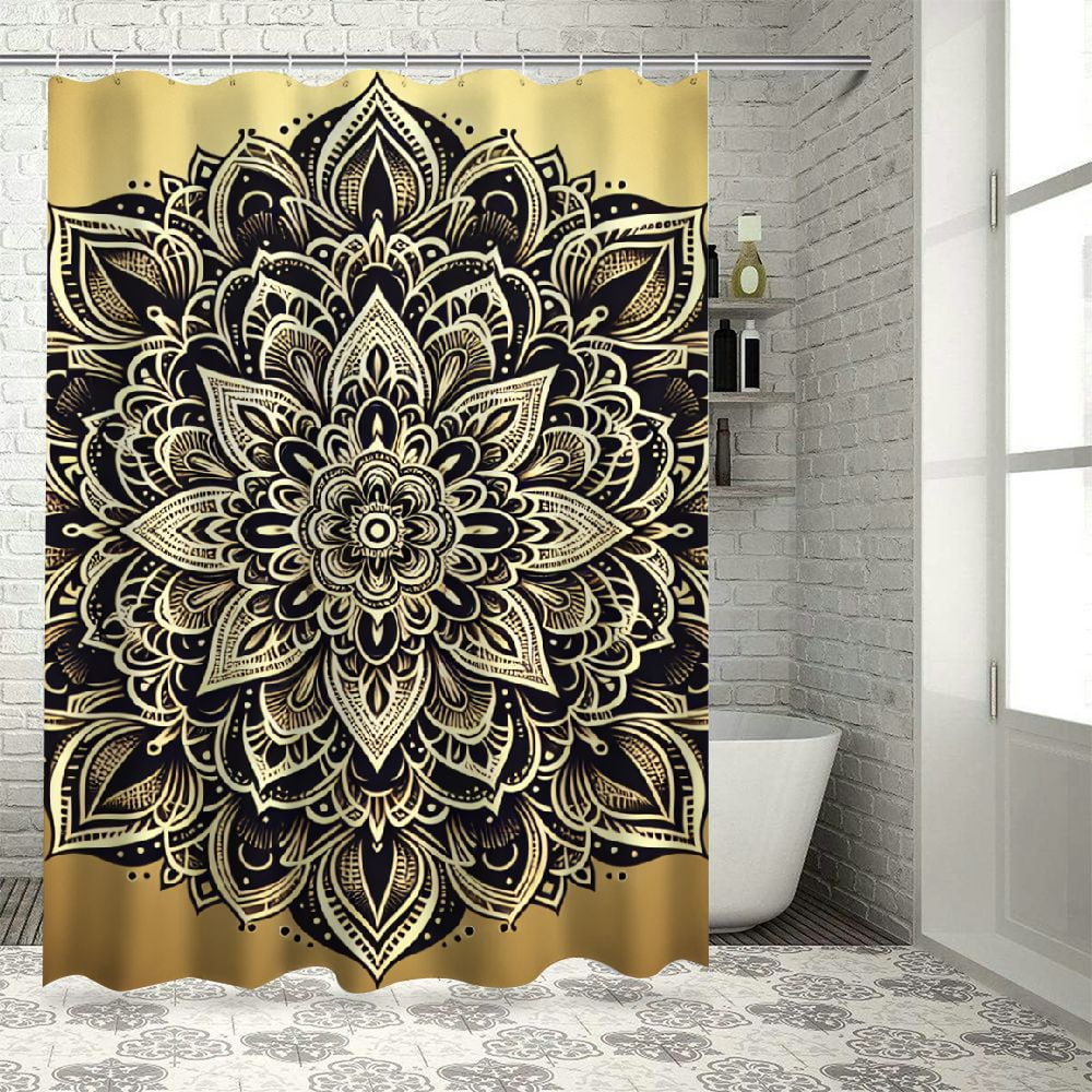 Shangniulu Shower Curtain Flower Lace Circle Ornate Retro Pattern