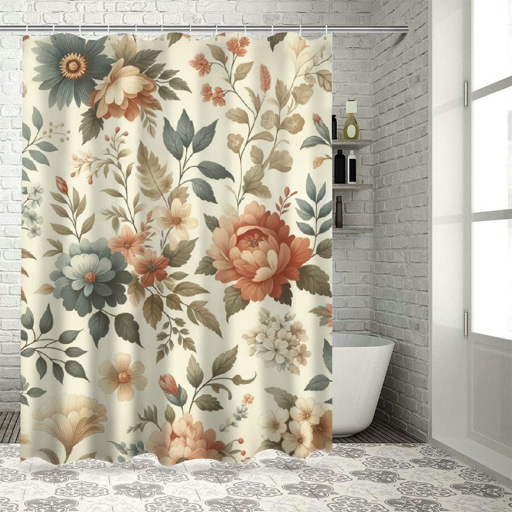 Shangniulu Shower Curtain Minimal Flowers In Pastel Color Palette