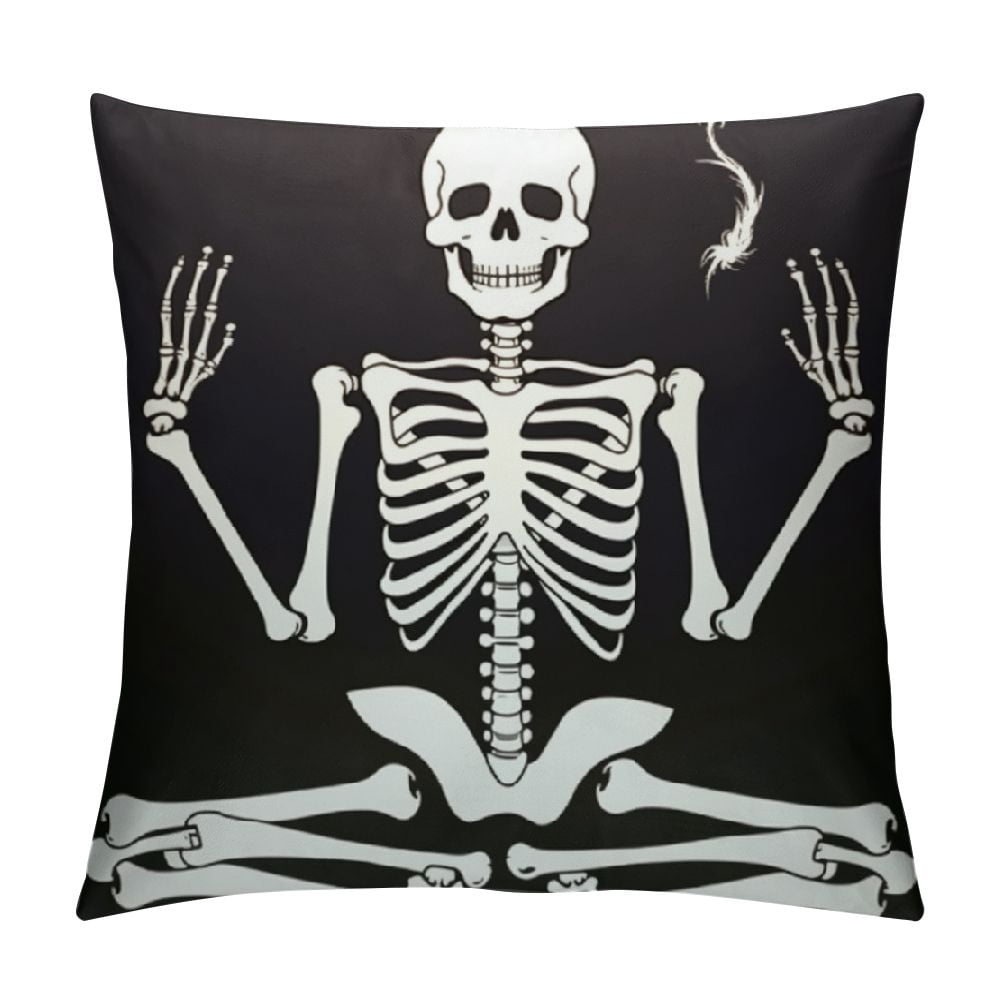 Shangniulu Skull Yoga Throw Pillow Covers Meditating Skeleton Square ...