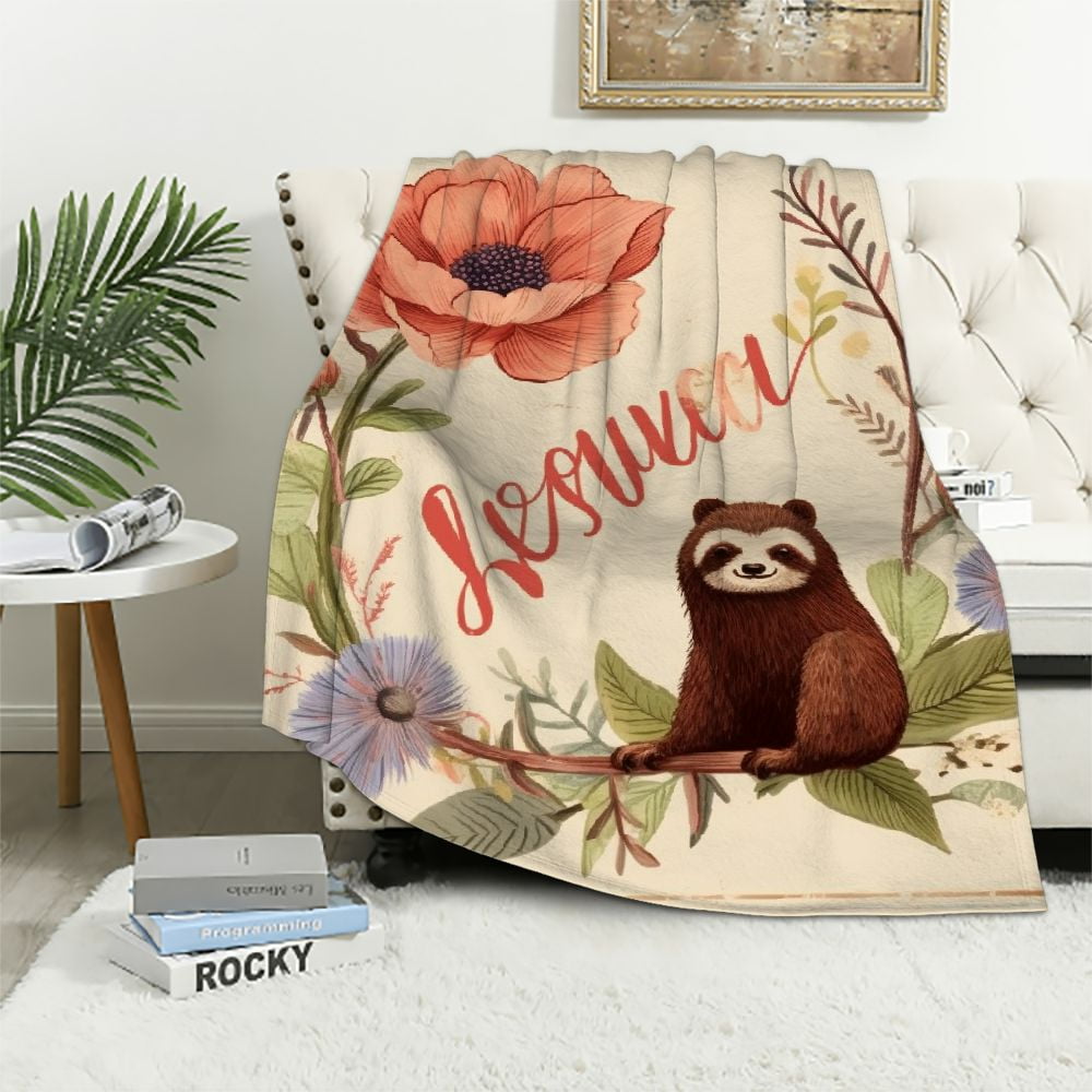 Shangniulu Sloth Print Throw Blanket Smooth and Soft Blanket Kid Baby ...