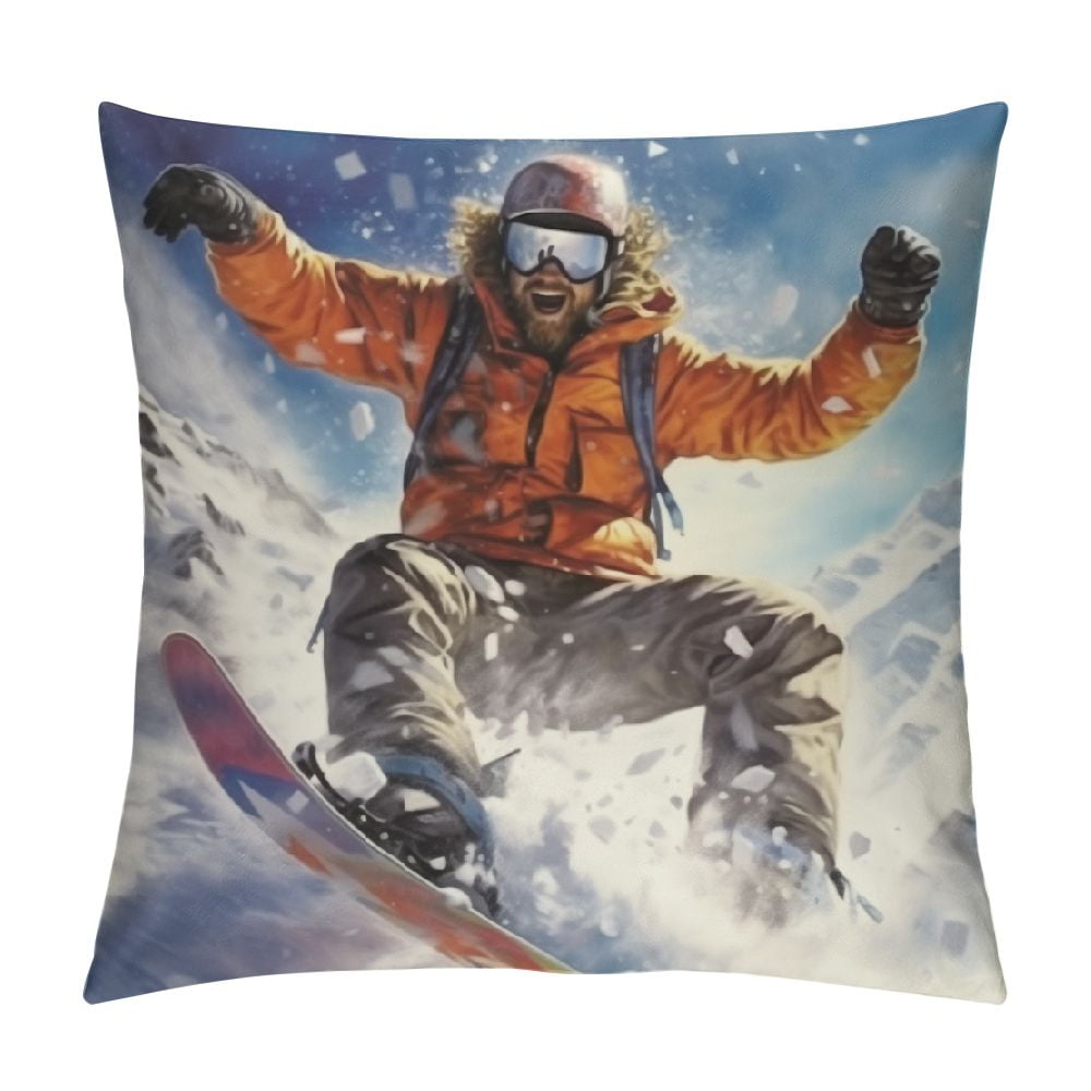 Shangniulu Snowboarder Birthday Party Art Print Satin Square Throw ...