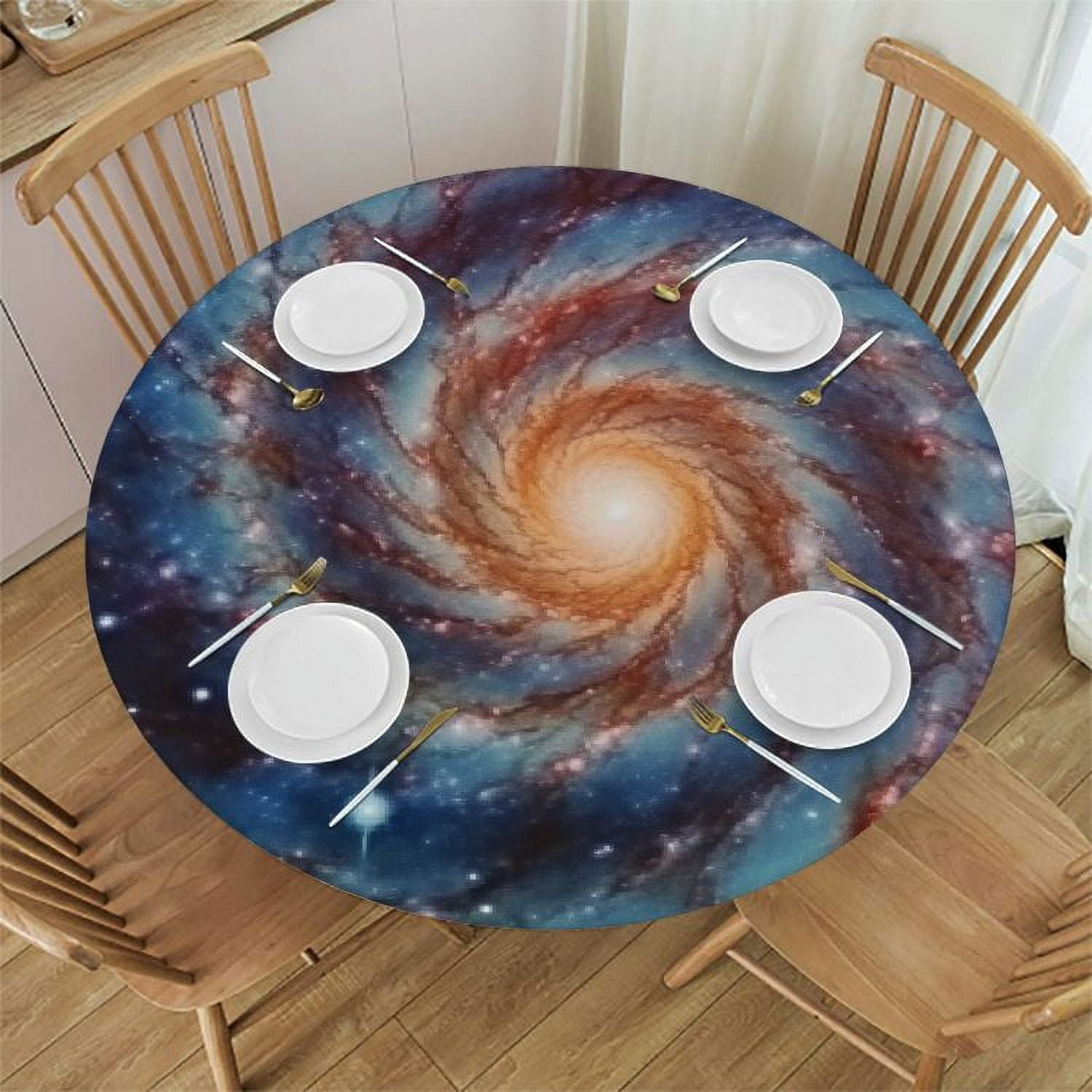 Shangniulu Spiral Galaxy Tablecloth with Elastic Edge, Round Table ...
