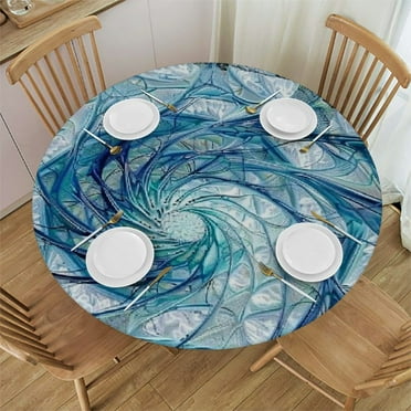 Deluxe Elastic Edged Vinyl Fitted Tablecloth - Oval, Coffee Pattern ...