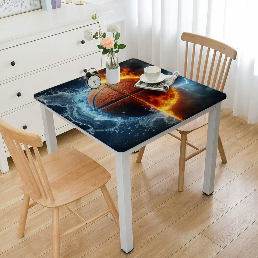 Shangniulu Sports Square Fitted Tablecloth, Basketball Ball and Water ...