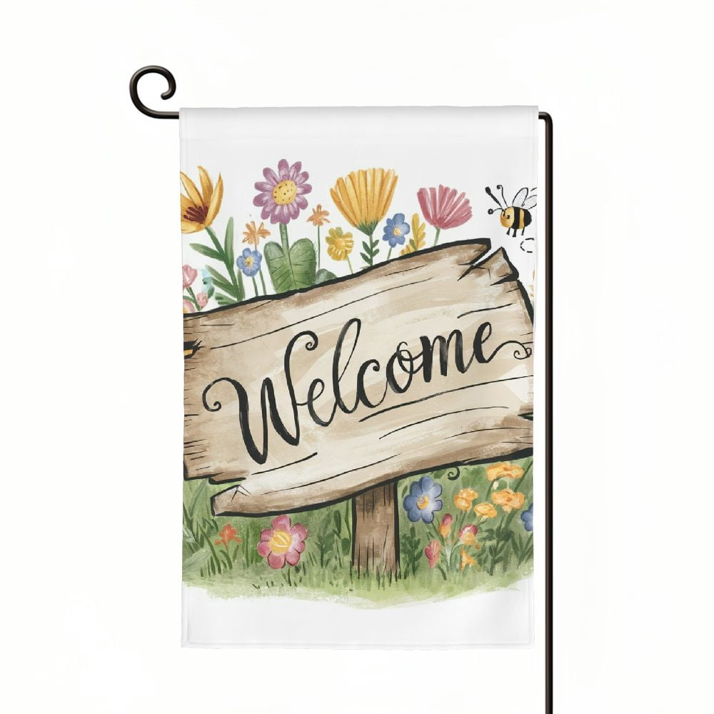 Shangniulu Spring Geranium Welcome Garden Flag Double Sided Summer Bee ...