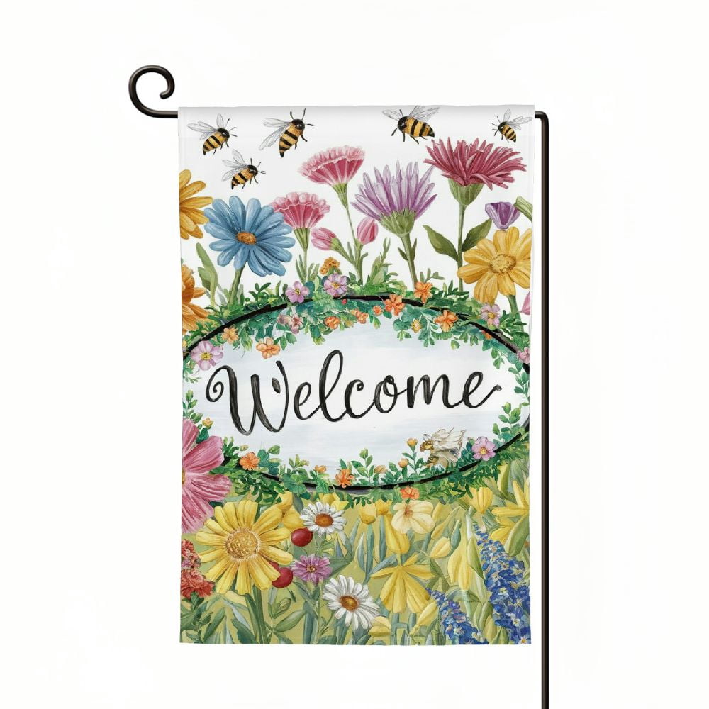Shangniulu Spring Summer Geranium Welcome Garden Flag Double Sided ...