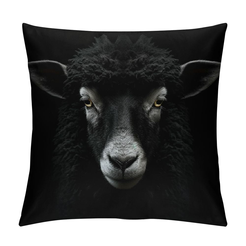 Shangniulu Square Pillow Cover Cute Black Lamb Pillow Cover Decorative Home Bedroom Sofa Sheep ...