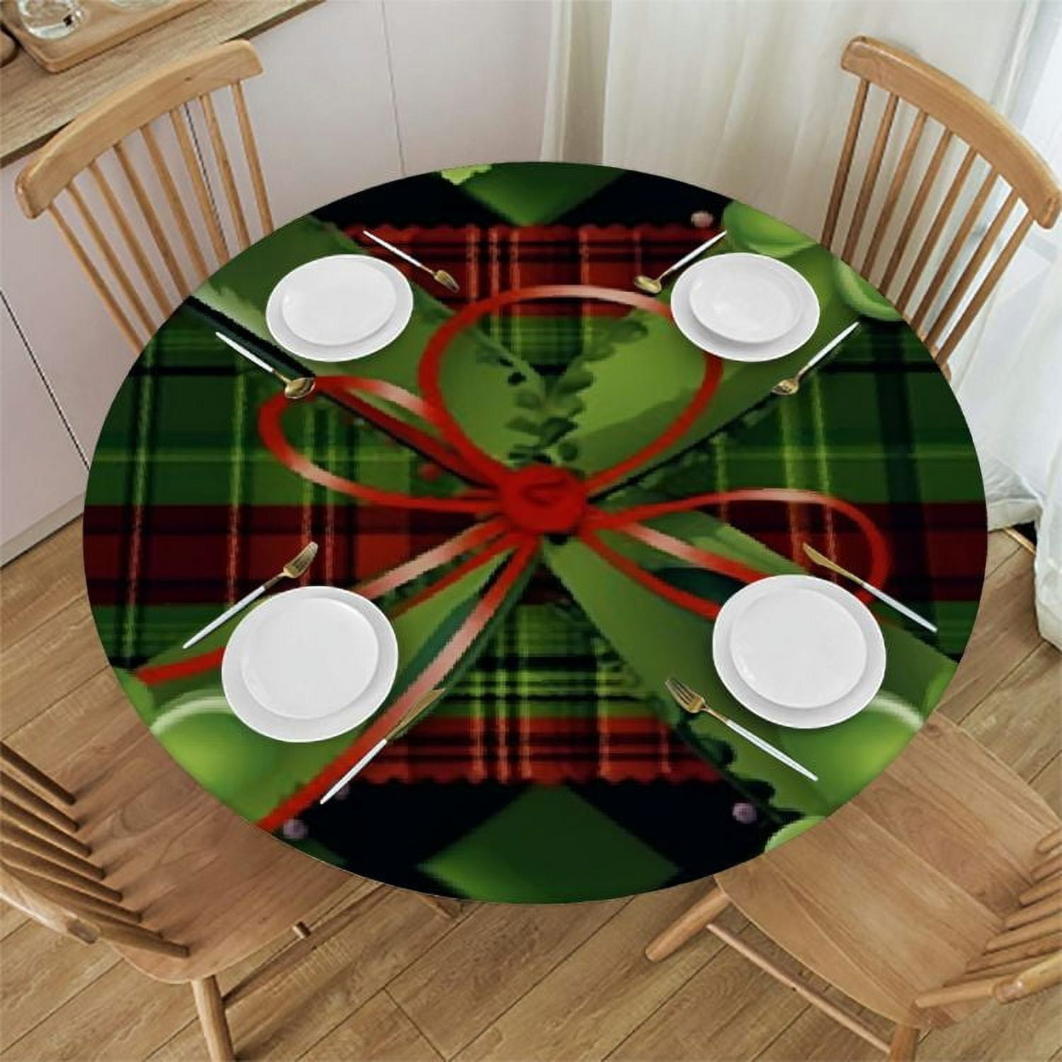 Shangniulu St. Patricks Day Fitted Tablecloth Round, Irish Patchwork ...
