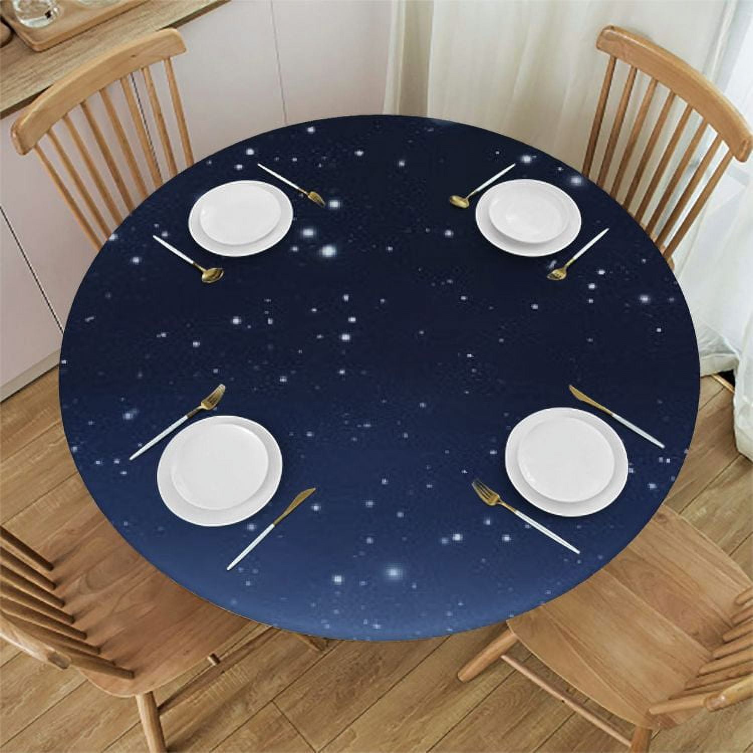 Shangniulu Stars Night Sky Round Table Cloth Cover Sparkle Space Starry ...