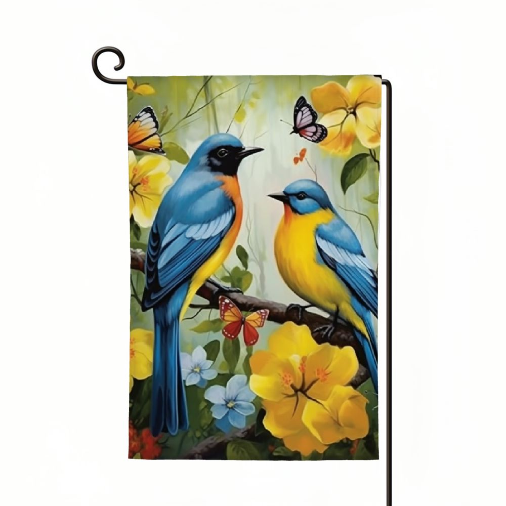 Shangniulu Summer Garden Flags Floral Bluebird Garden Flag Flower ...