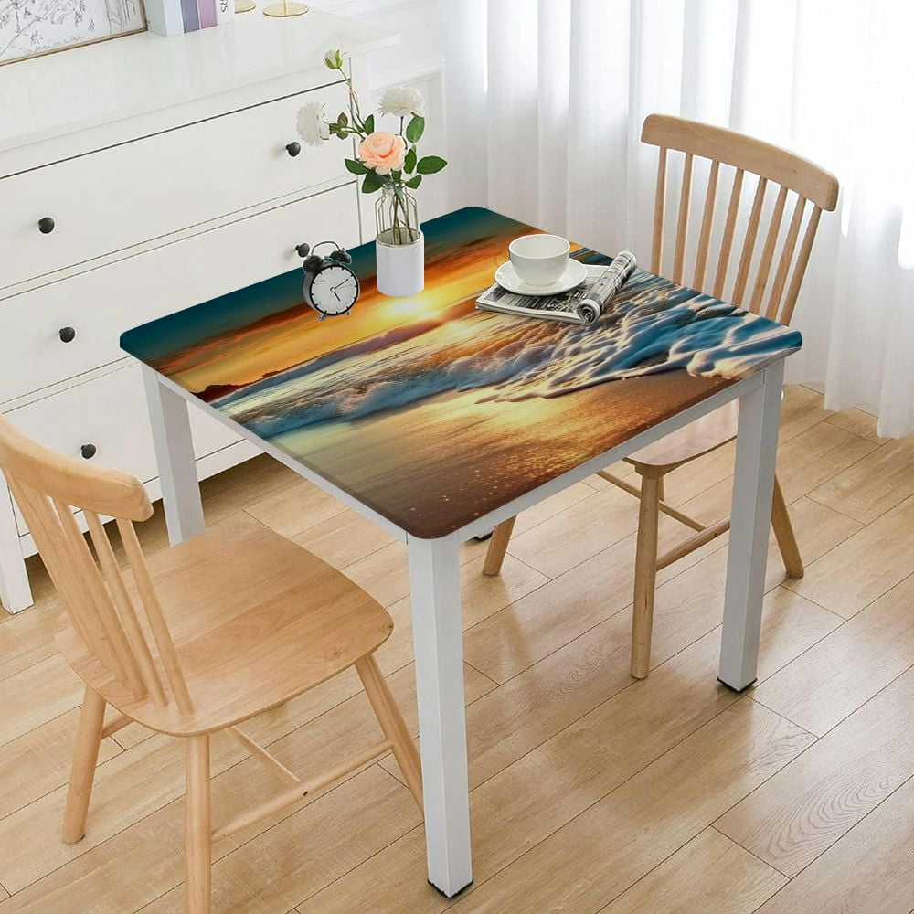 Shangniulu Summer Ocean Wave Square Fitted Tablecloth, Hawaii Seashore ...