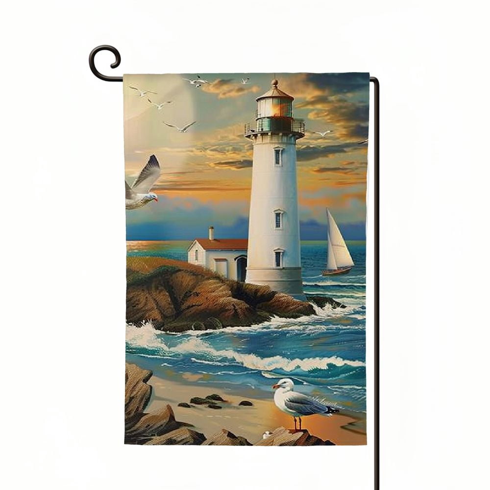 Shangniulu Sunset Lighthouse Summer Garden Flag Nautical 12" x 18 ...