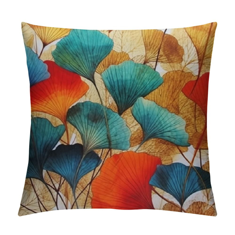 Shangniulu Throw Pillow Covers Square,Soft Two Sides Print Ginkgo Leaf ...
