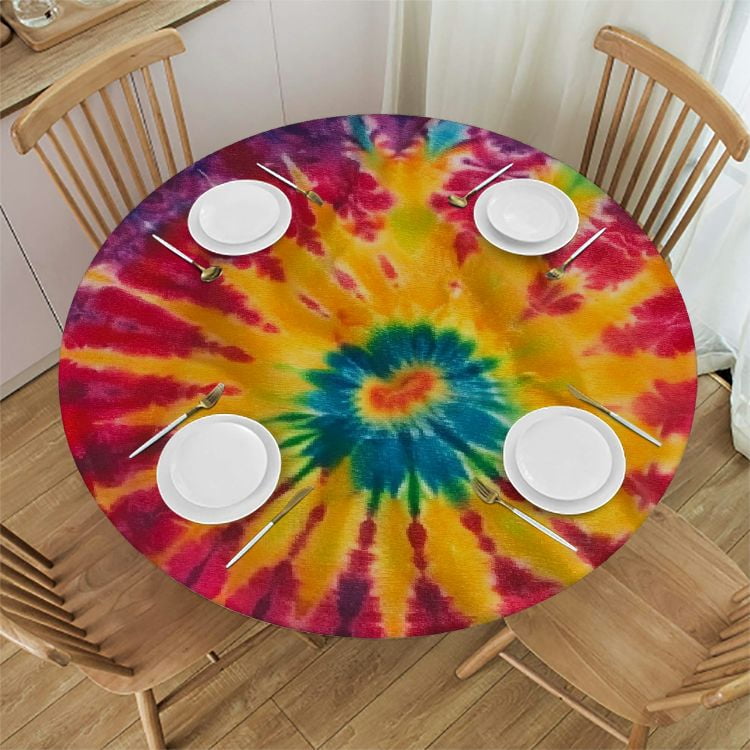 Shangniulu Tie Dye Colorful Table Cloth Rainbow Bright Colors Spiral ...