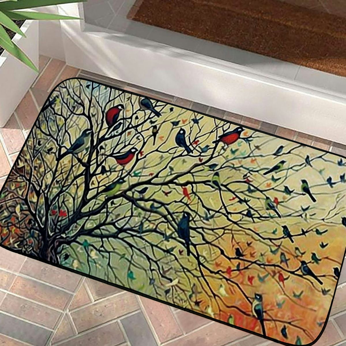 Shangniulu Tree Birds Bird Door Mat Spring Summer Fall Outdoor Doormat ...