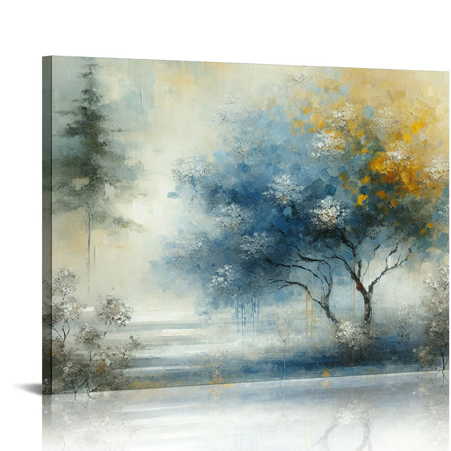 Shangniulu Tree Wall Art Decor Painting Pictures Print On Canvas, Blue ...