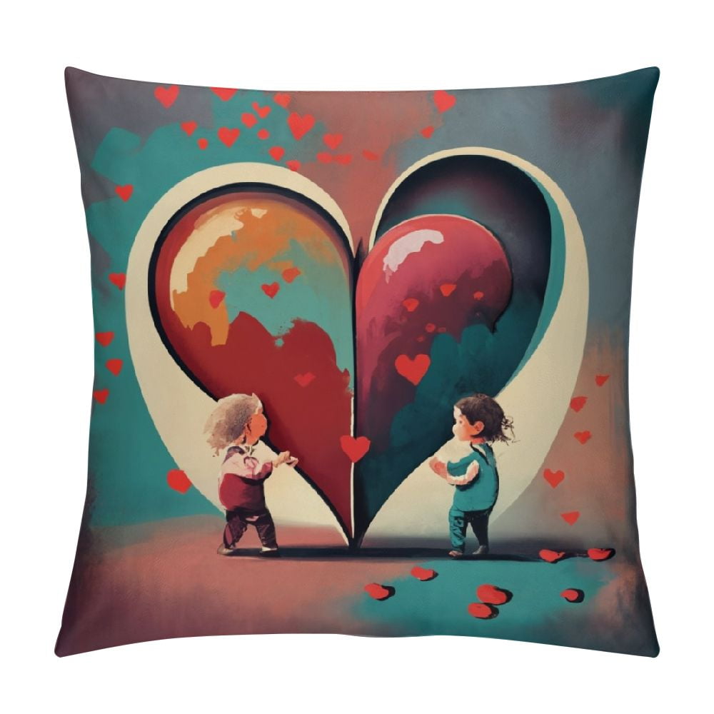 Shangniulu Valentines Pillow Covers 18x18 inch Red Love Heart Throw ...