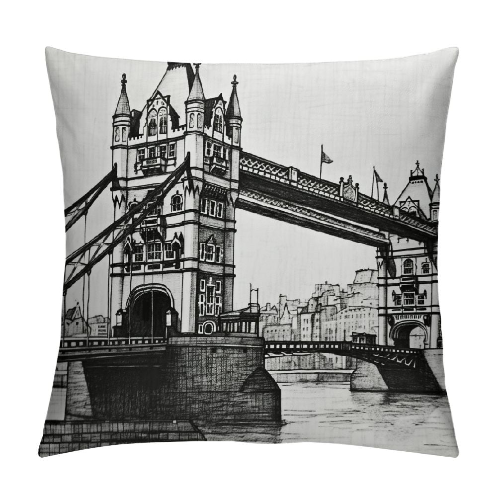 Shangniulu Vintage Throw Pillow Cushion Cover, Old Fashion London Tower ...