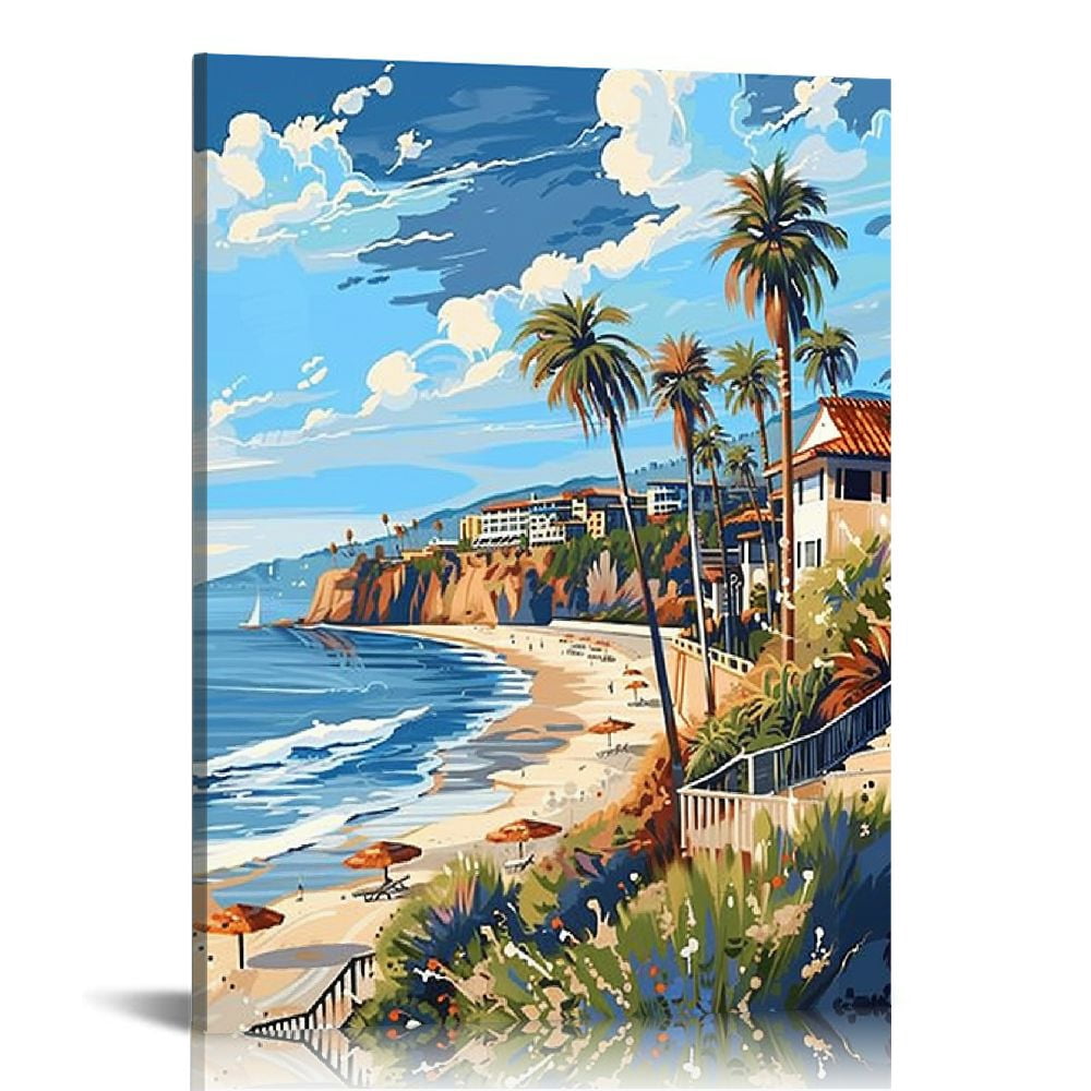 Shangniulu Vintage Travel Posters Canvas Wall Art Beachfront Scenery ...