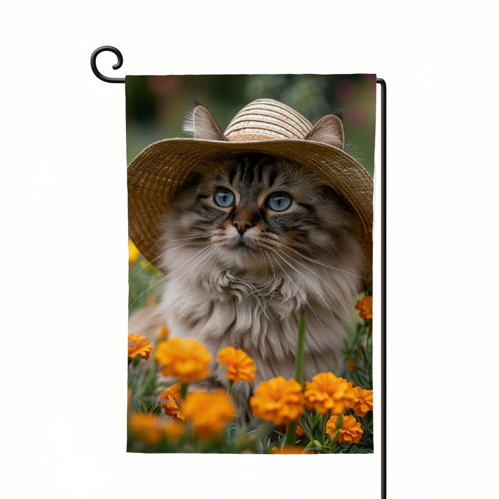 Shangniulu Welcome Cat Kitty With Sunhat Pink and White Flower ...