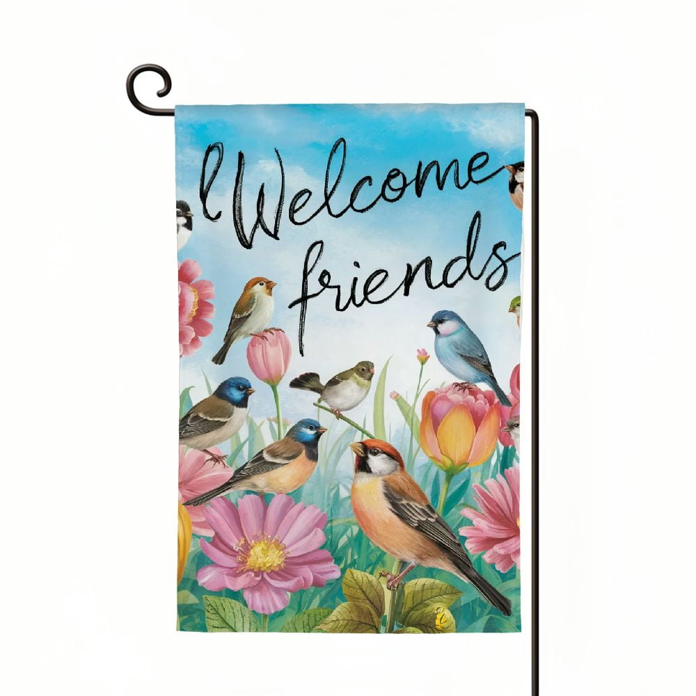 Shangniulu Welcome Friends Birds Flowers Butterfly Double Sided House ...