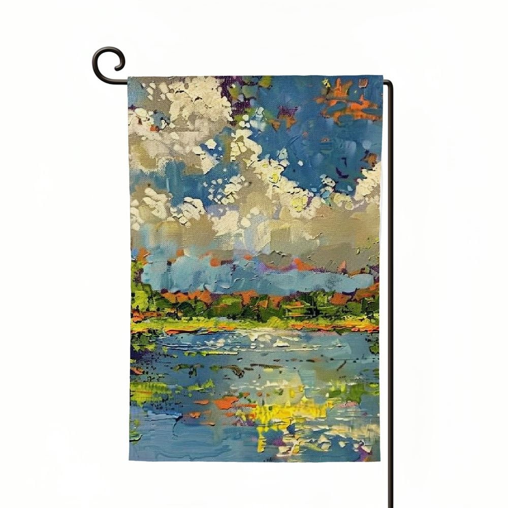 Shangniulu Welcome Garden Flag Blue Oil Ink Texture Sky Painting Yellow ...