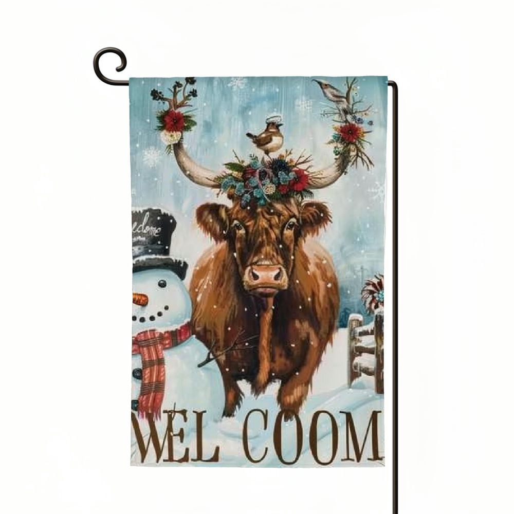 Shangniulu Welcome Winter Garden Flag 12x18 Double Sided, Burlap Small ...