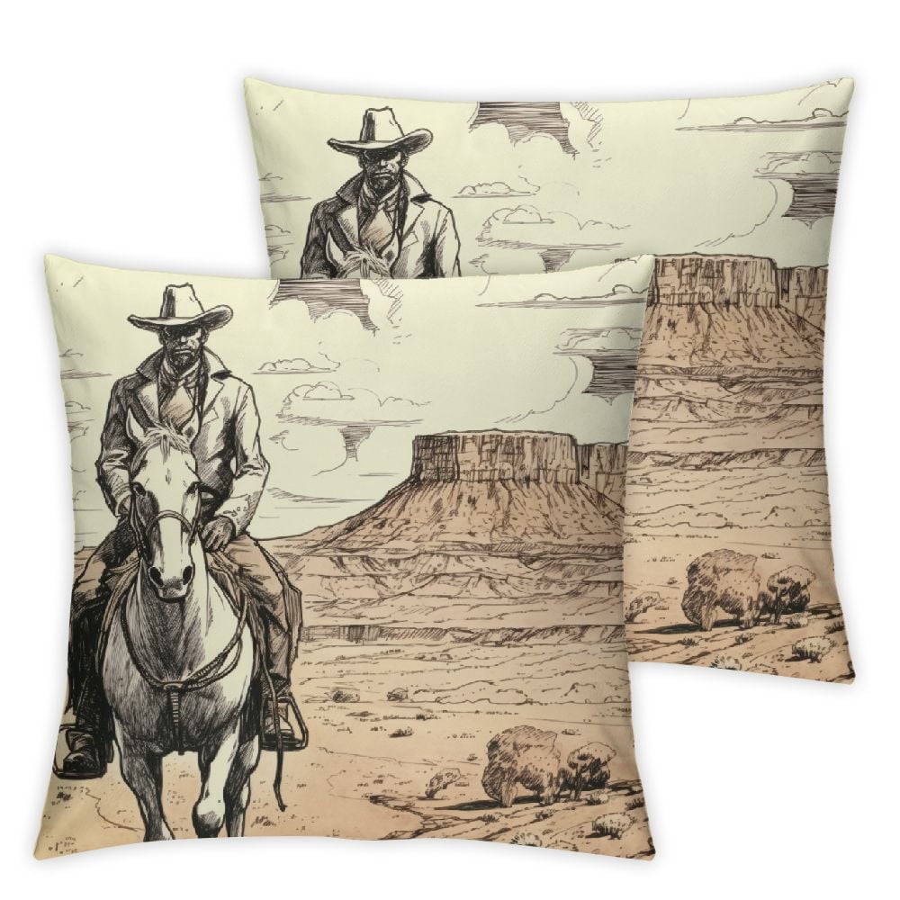 Shangniulu Western Pillows Wild West Landscape Illustration Mountains ...