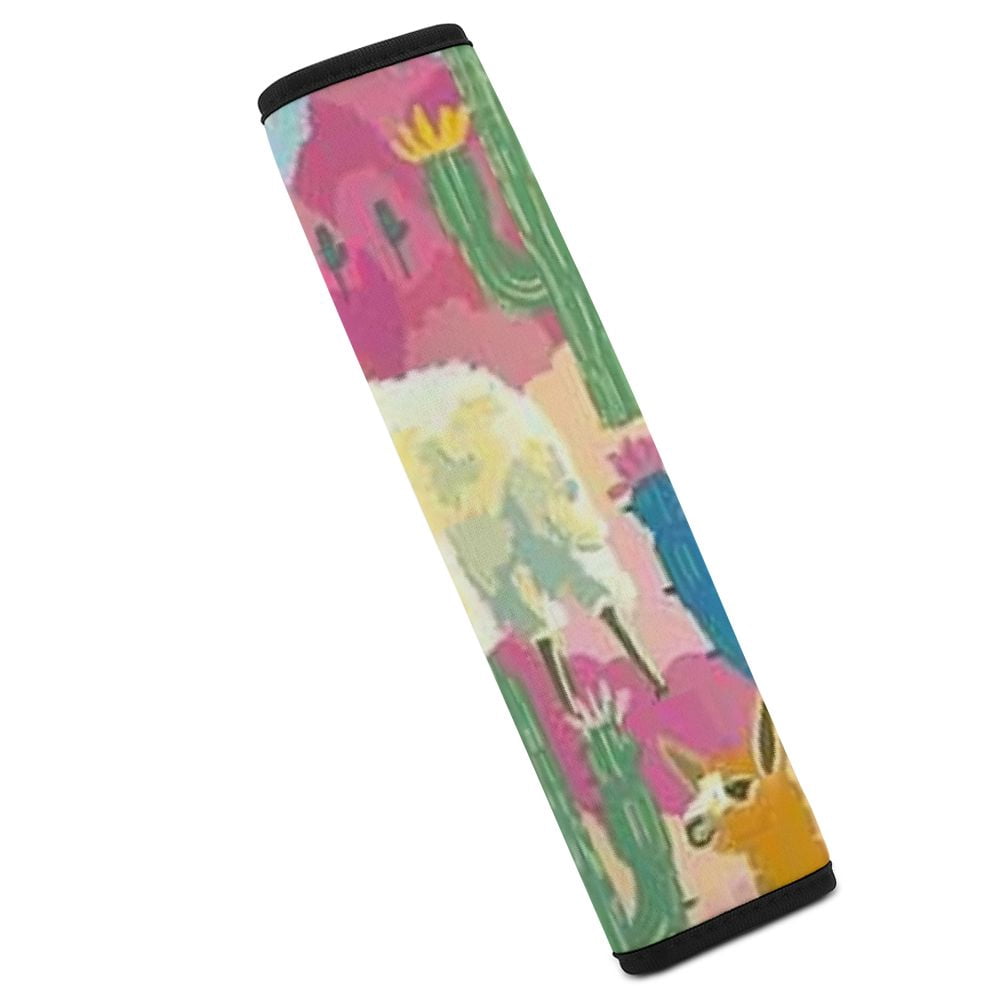 Shangniulu White Seat Belt Cover Pads Pink Cute Animal Green Cactus ...