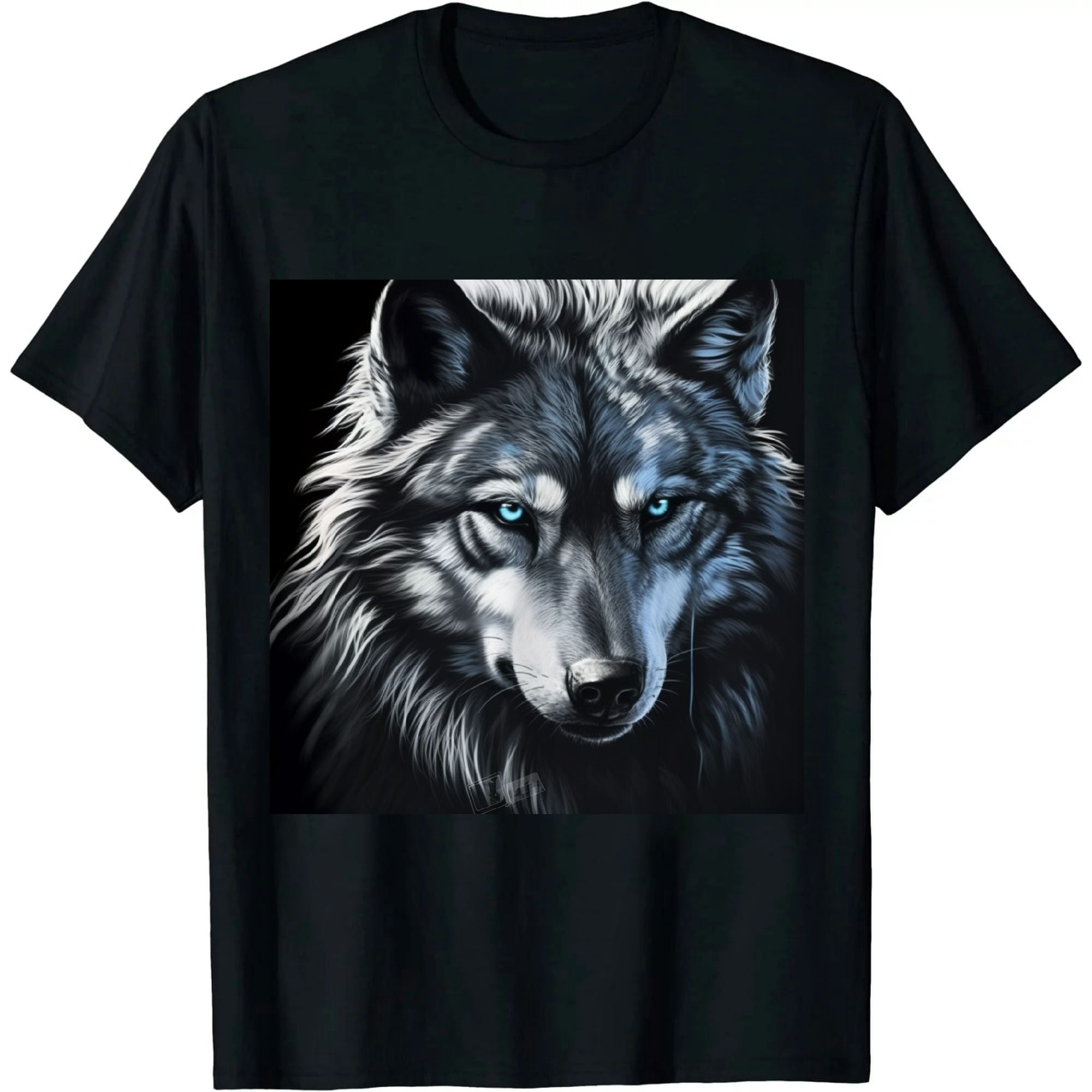 Shangniulu Wolf Portrait Blue Eyes - Artwork | Animal Motif Wolf T ...