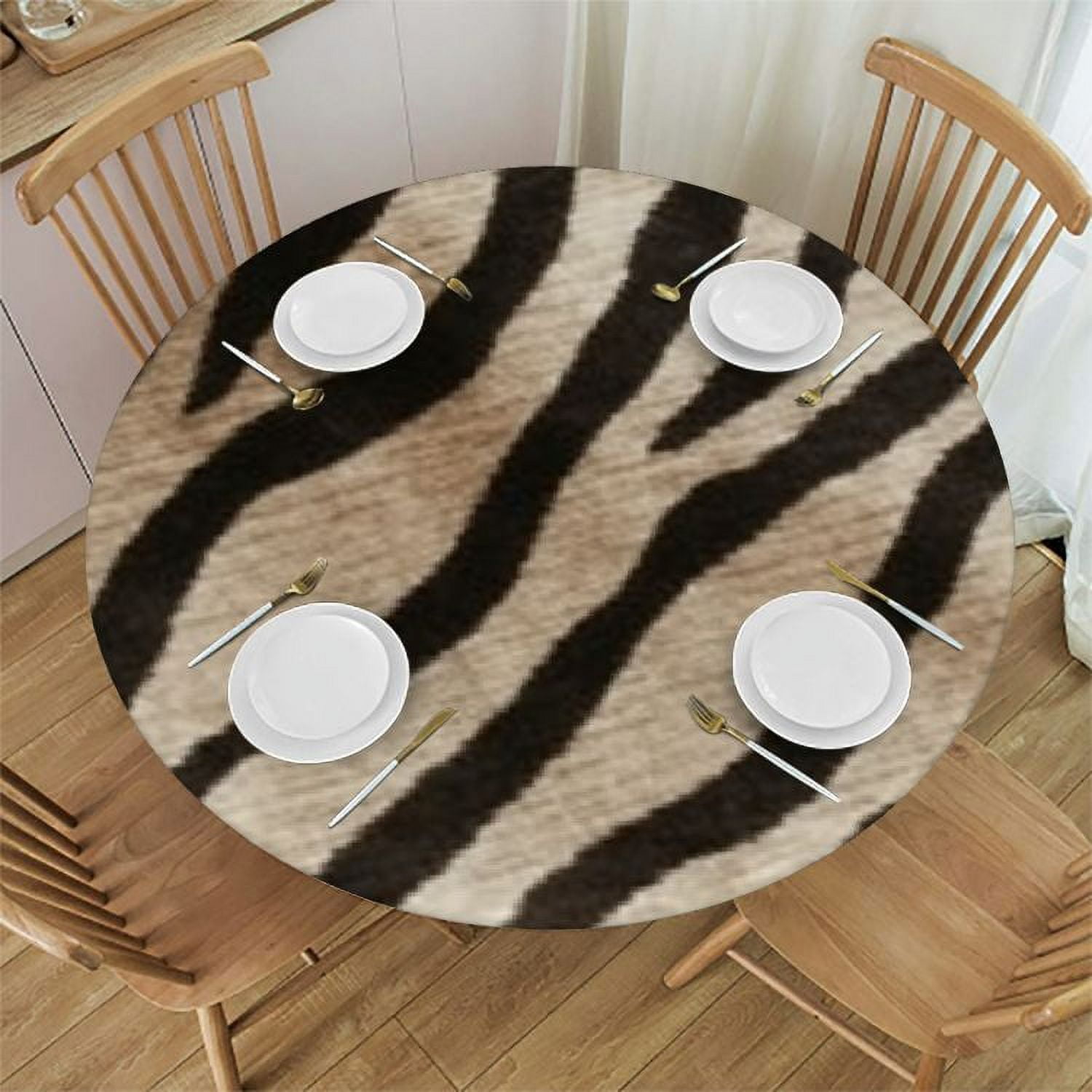 Shangniulu Yellow Tiger Skin Tablecloth Round Africa Animal Stripes ...