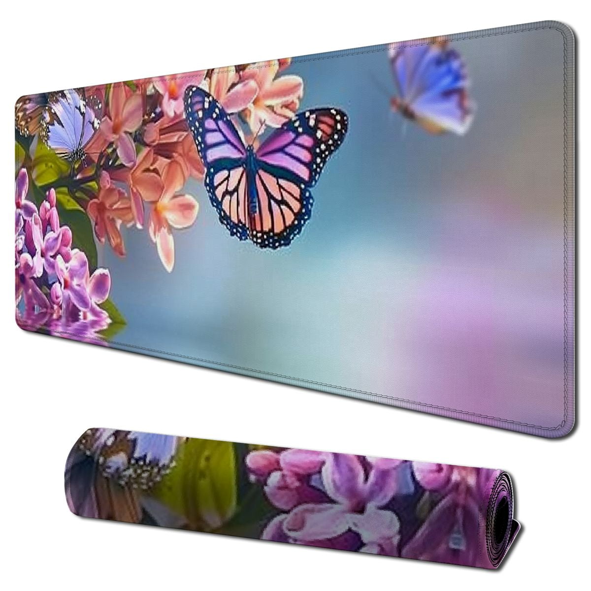 Shangniulu of Flower Mouse Mat Blue Pink Butterfly Smooth Mouse Pad for ...