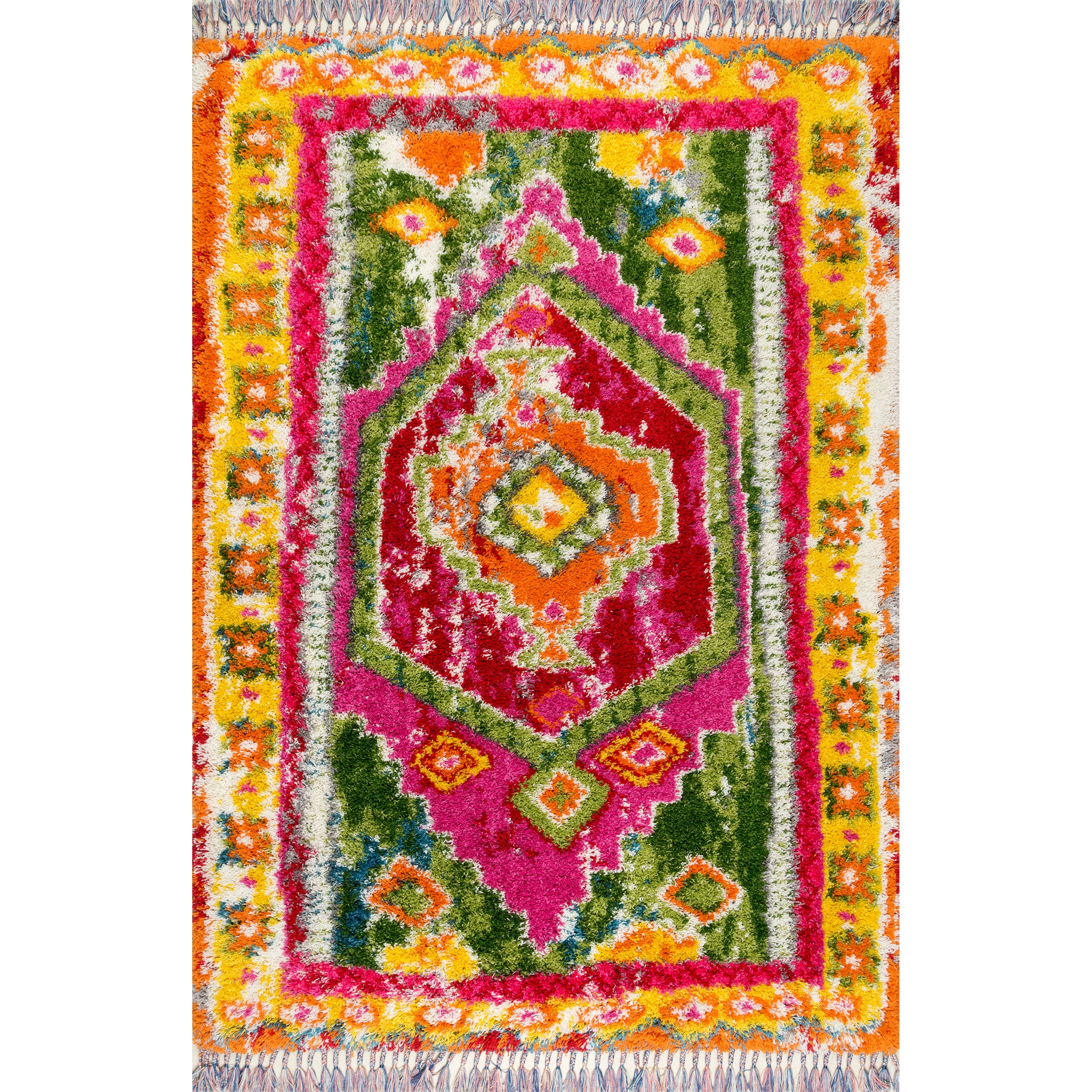 Shania Medallion Shaggy Area Rug - Walmart.com