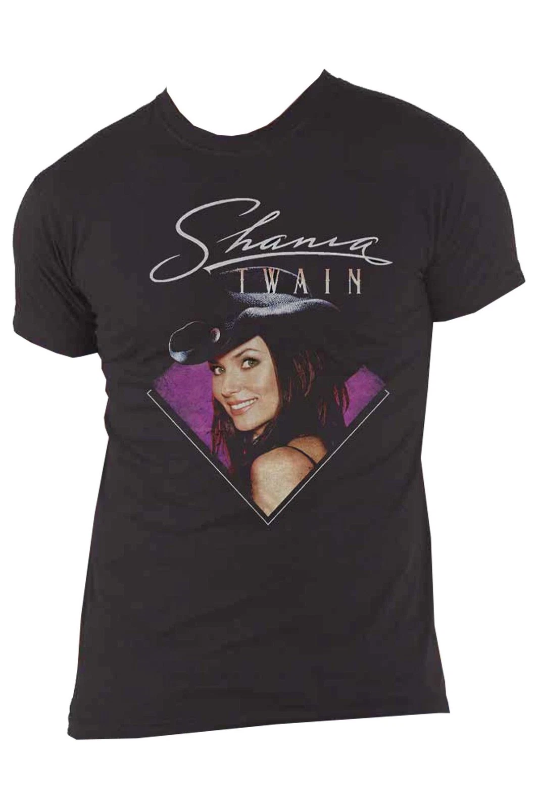 Shania Twain Unisex Black Cotton Tee Shirt Featuring Purple Photo Logo ...