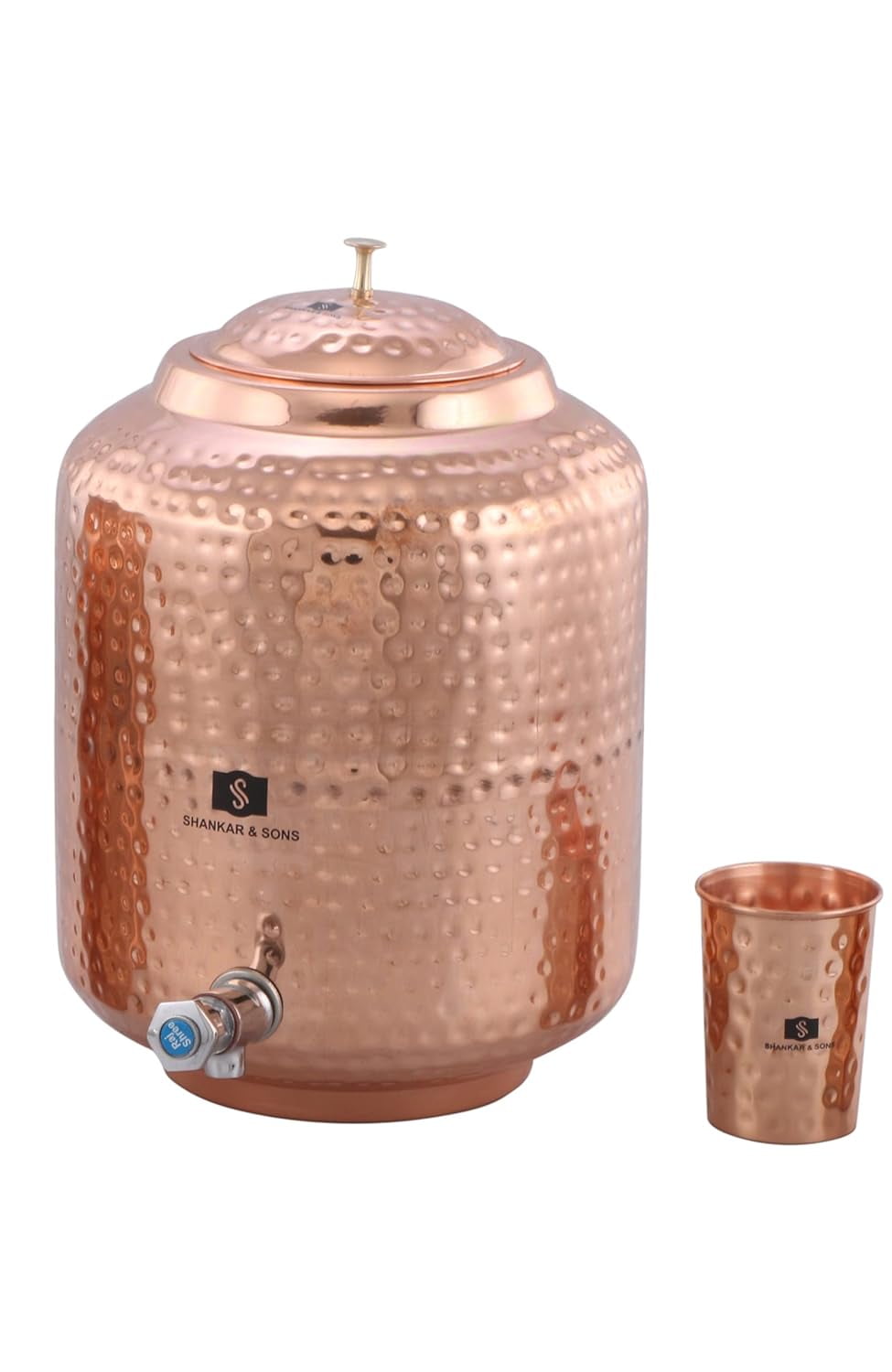 Shankar and Sons Hammered Design Copper DispenserMatkaPotContainerTank ...