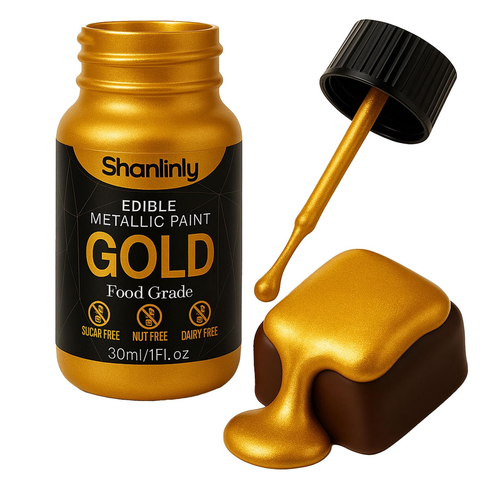 Shanlinly Gold Edible Luster Dust - SMR30ml Liquid Edible Cake Paint ...
