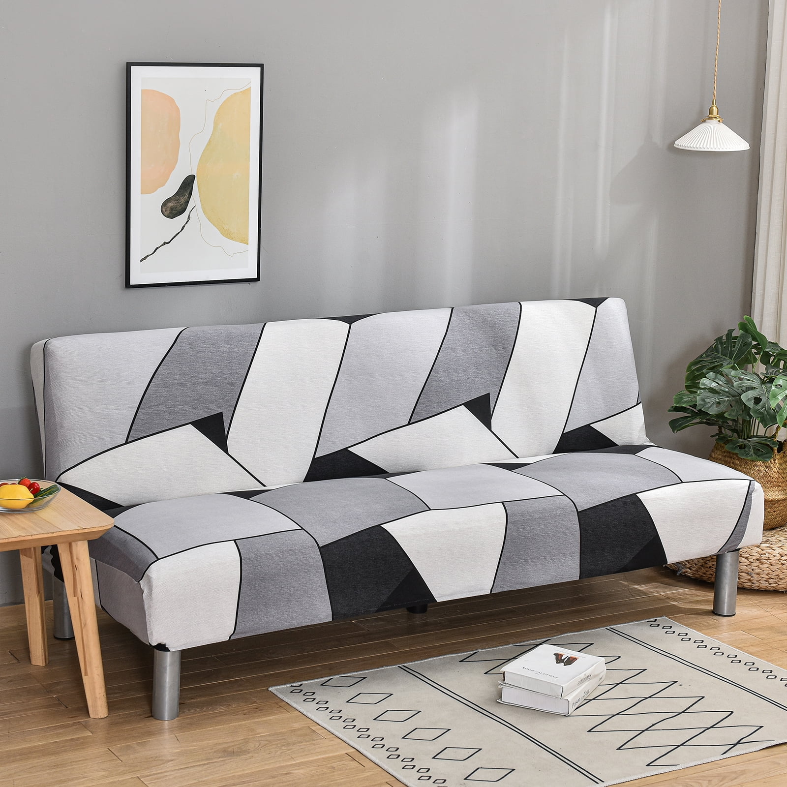 Shanna Armless Futon Sofa Cover, Stretch 3 Seater XL Size Futon ...