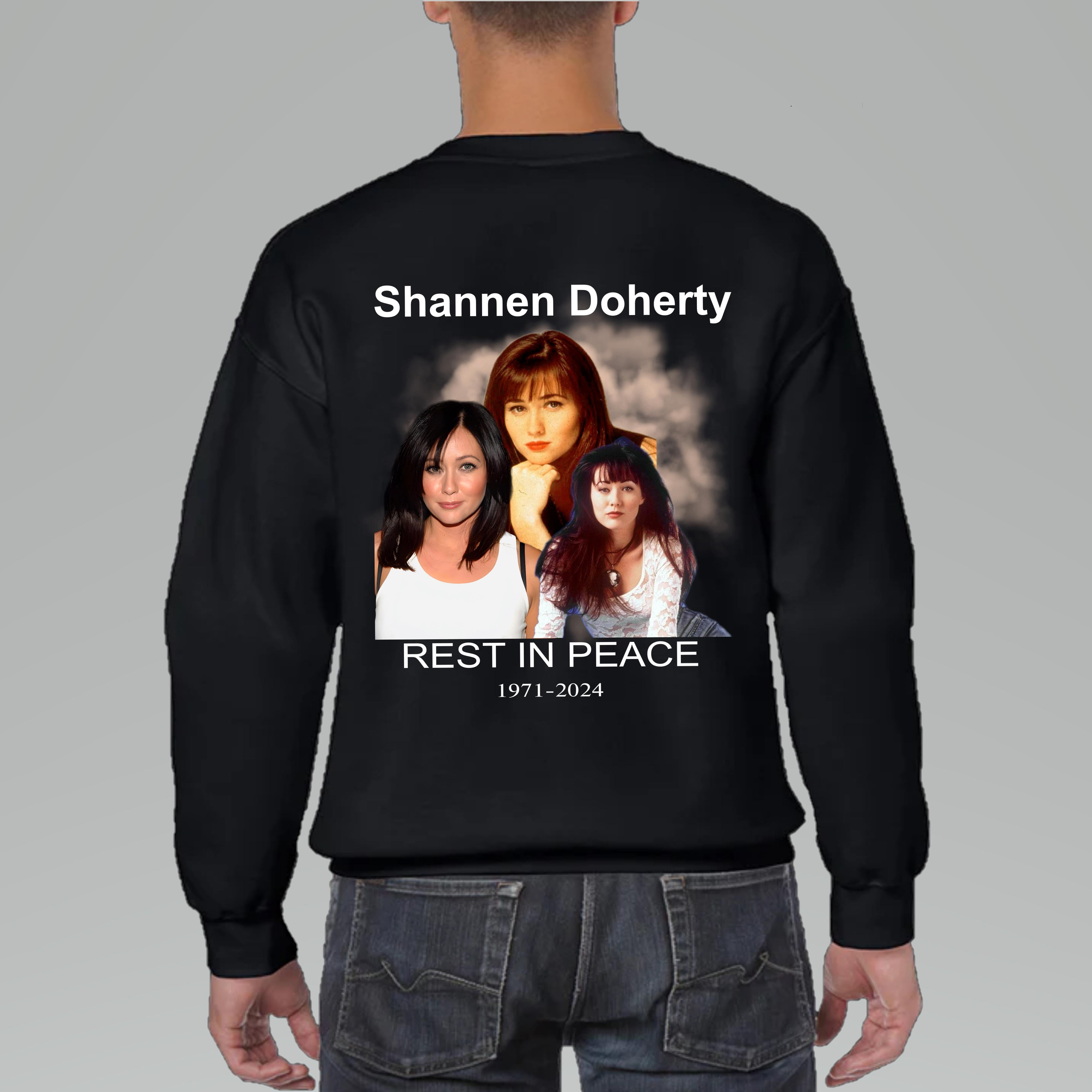 Shannen Doherty Sweatshirt Back Side Rip Shannen Doherty Sweatshirt Back Side 1971-2024 Shannen ...