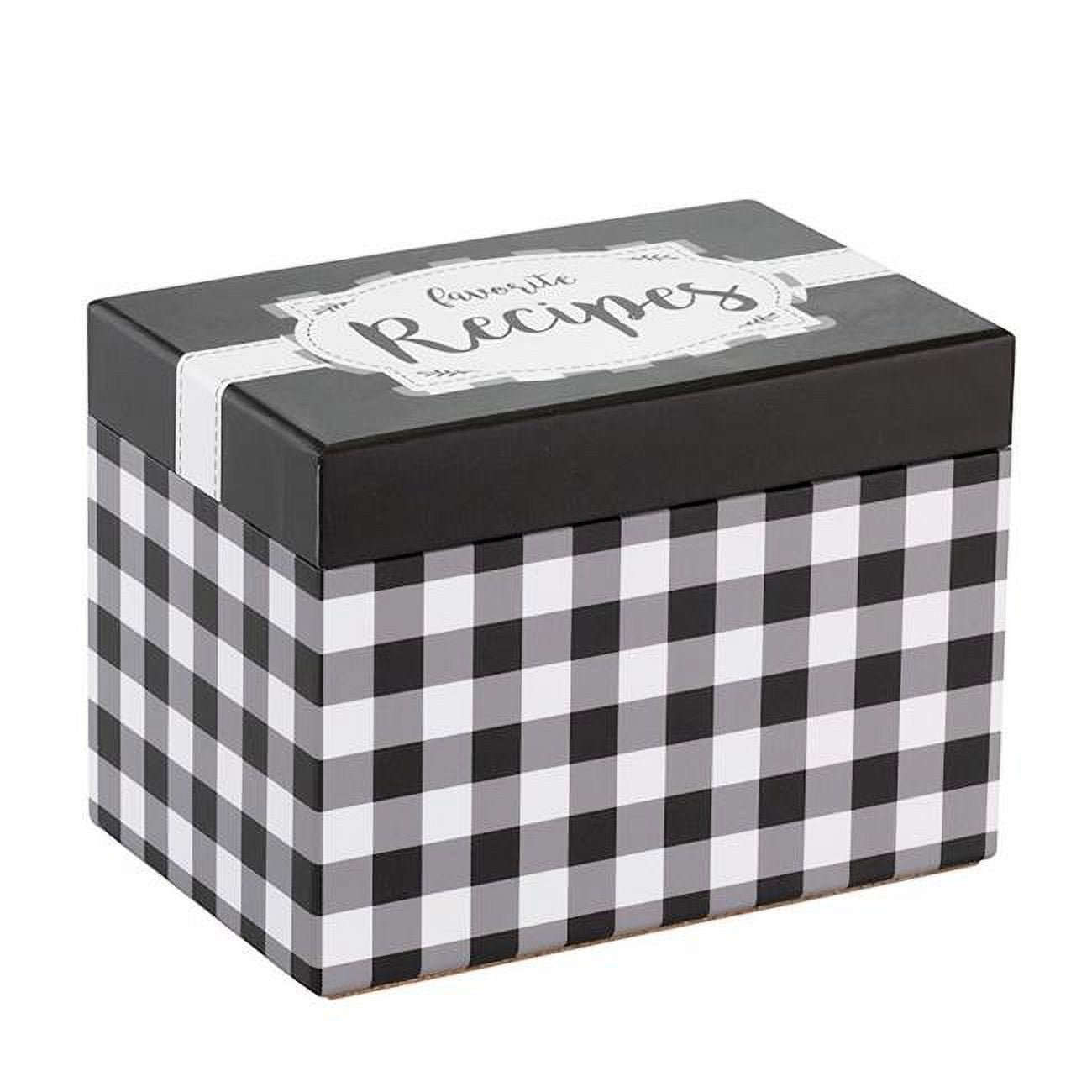 Shannon Road Gifts 6 x 4 in. Recipe Box - Black & White Check with 40 ...